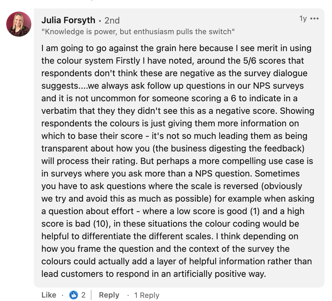 Expert Advise on the Impact of Color Coding the NPS Scale