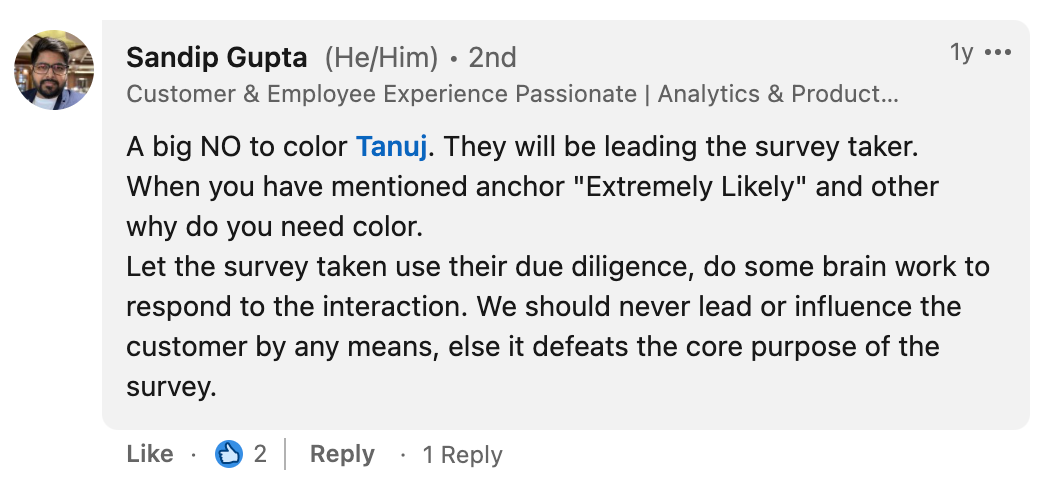 Expert Advise on the Impact of Color Coding the NPS Scale